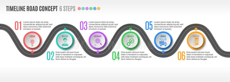 Isometric Navigation Map Infographic 6 Steps Timeline Concept. Winding ...