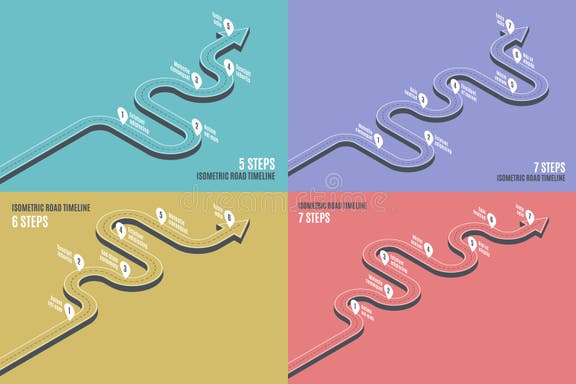 Isometric Navigation Map Infographic 5-7 Steps Timeline Concept. Stock ...