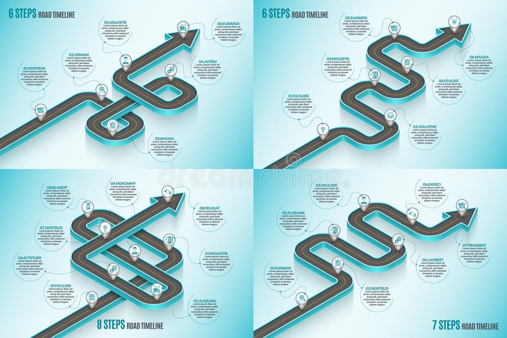 Isometric Navigation Map Infographic 6-8 Steps Timeline Concept ...