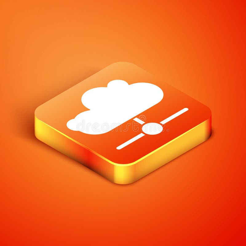 Isometric Network Cloud Connection Icon Isolated on Orange Background ...
