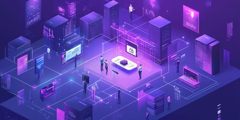 Isometric Network Data Security System Stock Illustration ...