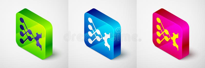 Isometric Neural Network Icon Isolated on Grey Background. Artificial ...