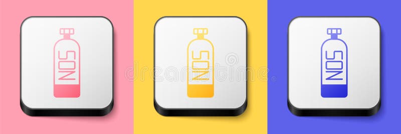Isometric Nitrous Oxide Icon Isolated on Pink, Yellow and Blue ...