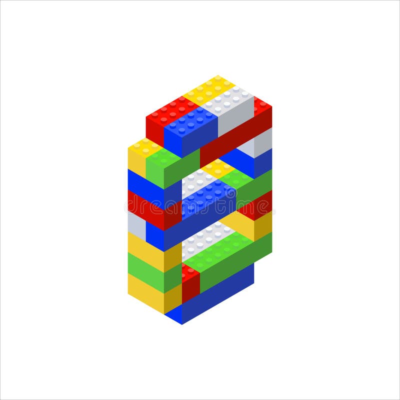 Isometric Number 8 Assembled from Plastic Blocks. Children S ...
