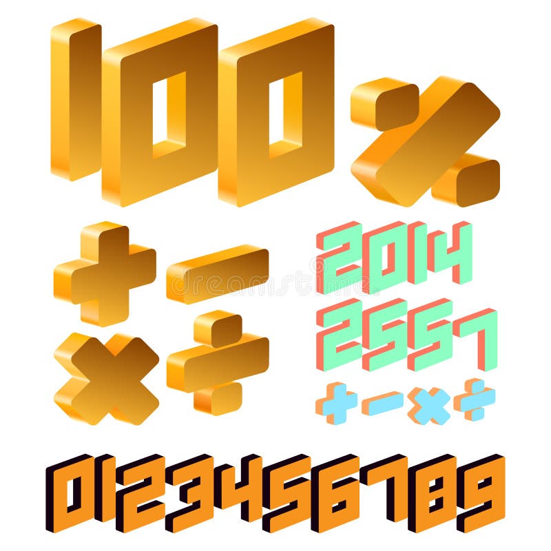 Isometric number stock vector. Illustration of sign, retro - 36780124