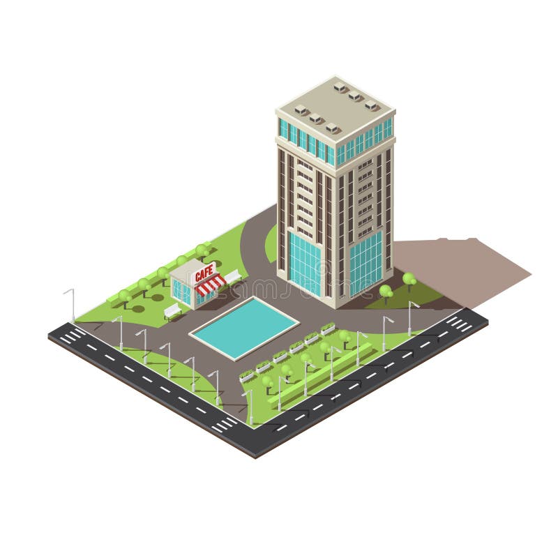 Isometric Office Building Design Stock Vector - Illustration of edifice ...