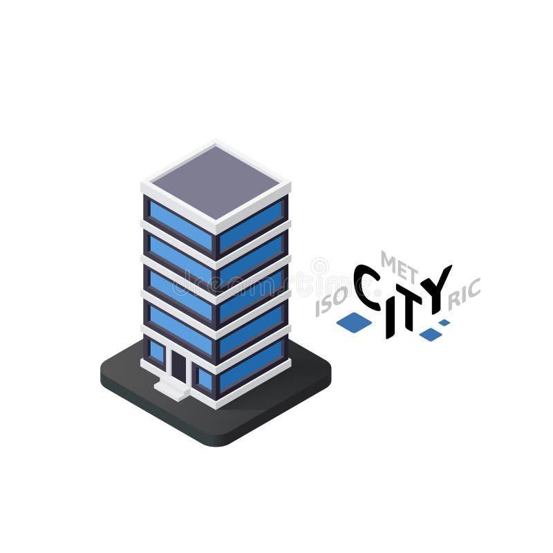 Isometric Office Building Icon, Building City Infographic Element ...