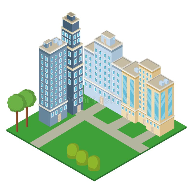 Isometric office buildings stock vector. Illustration of concept ...