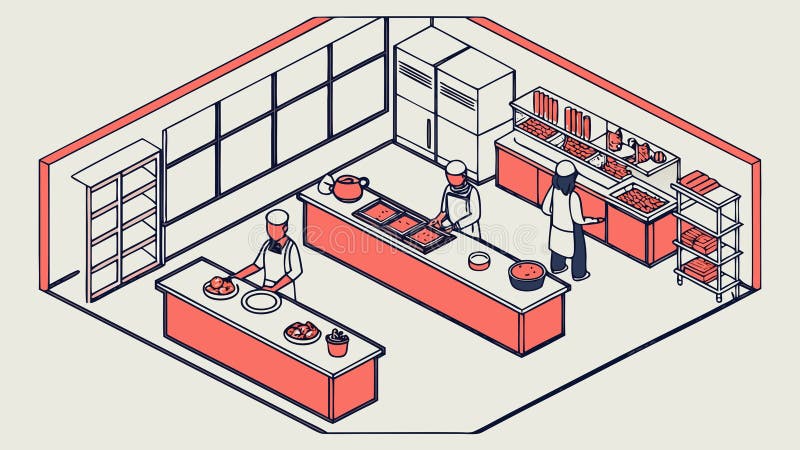 Isometric Office Cubicle Space, Individual Workstations, Corporate ...