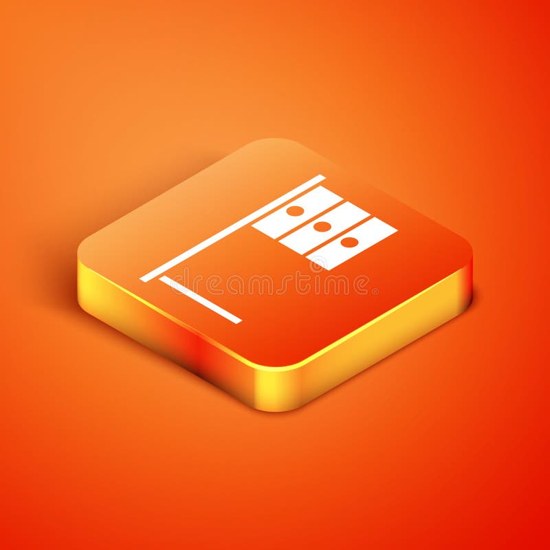 Isometric Office Desk Icon Isolated on Orange Background. Vector Stock ...
