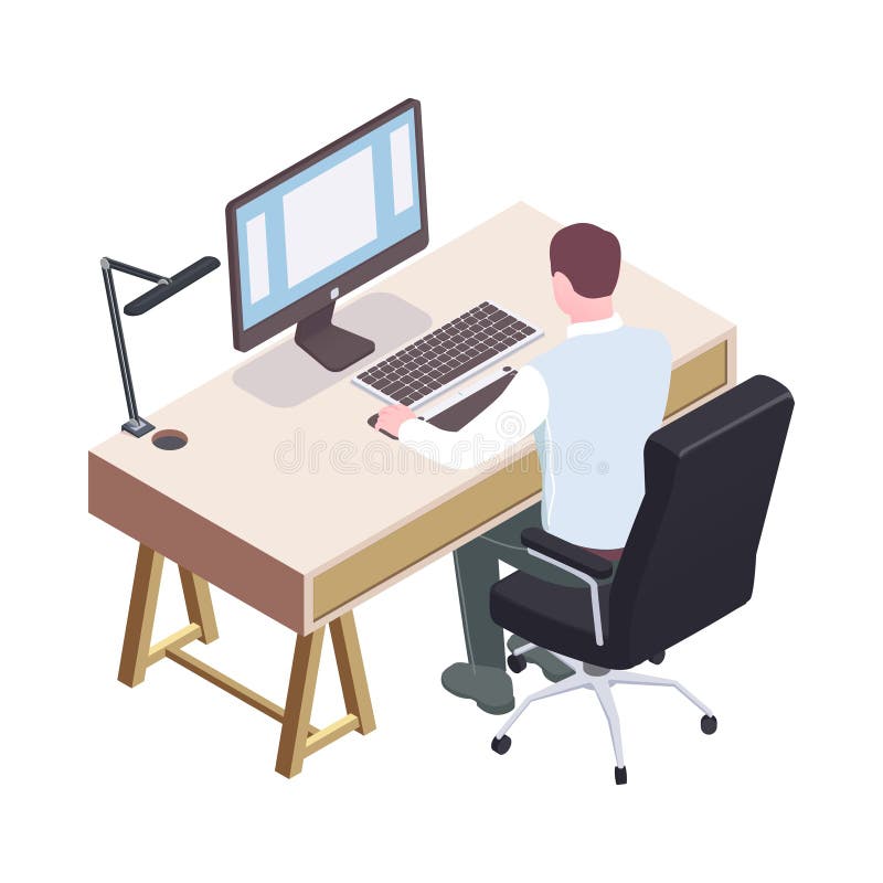 Isometric Office Employee stock illustration. Illustration of executive ...