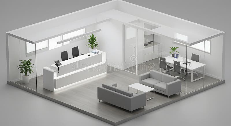 Office Reception Desk Isometric Stock Illustrations – 619 Office ...