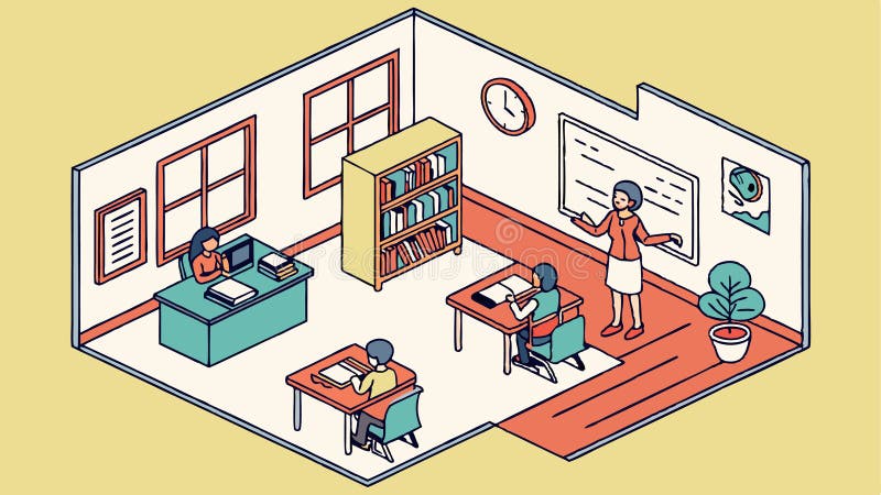 Isometric Office Interior Workspace and Modern Office Design Scene ...