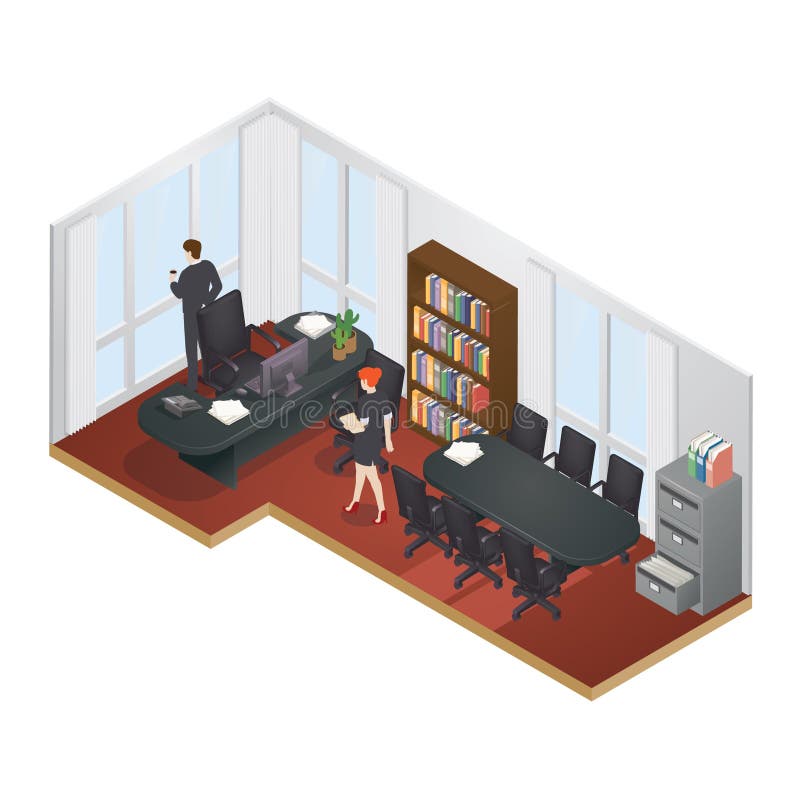 Isometric Office Layout. Vector Illustration Decorative Design Stock ...