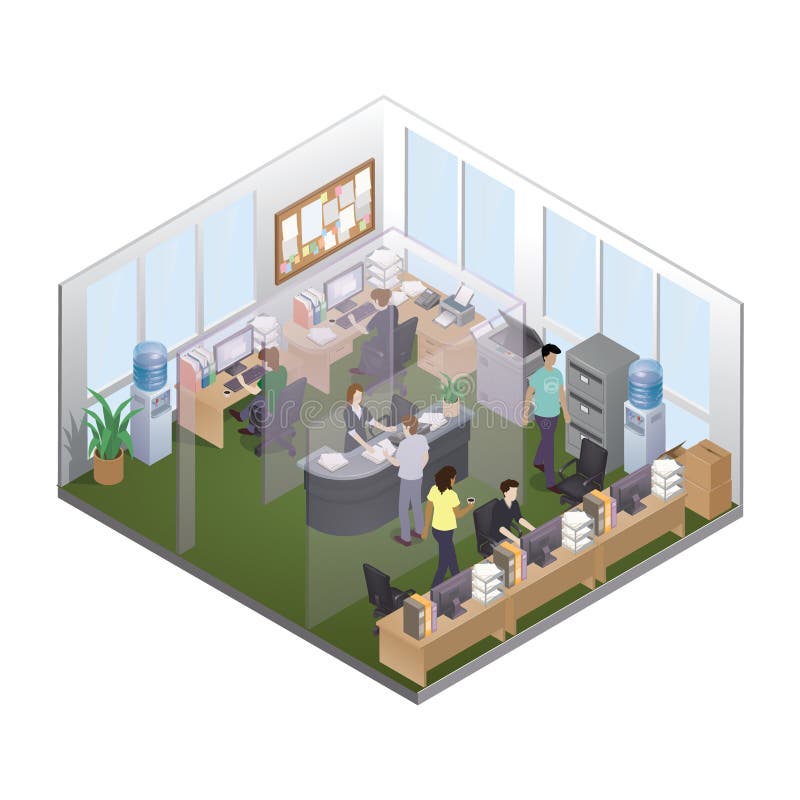 Isometric Office Layout. Vector Illustration Decorative Design Stock ...