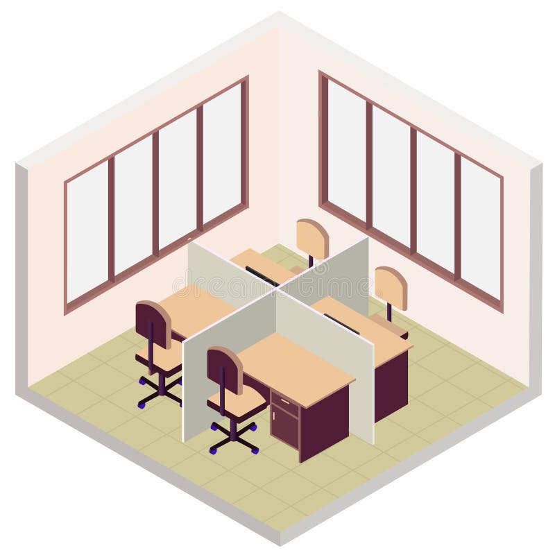 Isometric Employee Office Room Icon Stock Vector - Illustration of ...
