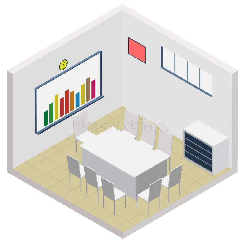 Isometric office room icon stock vector. Illustration of corporation ...