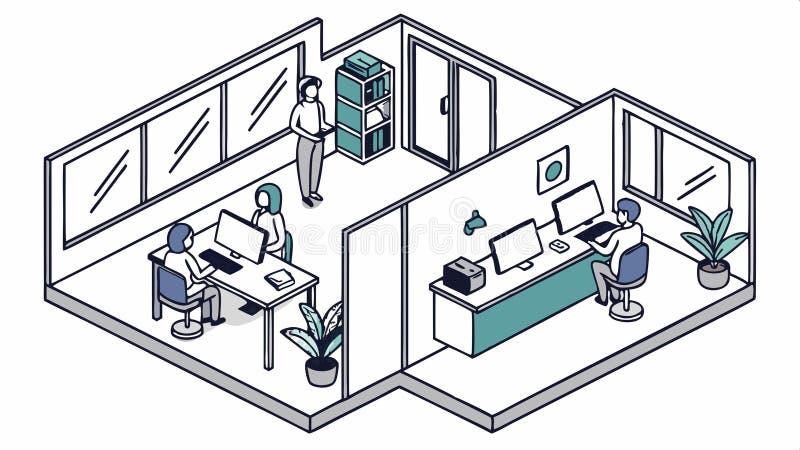 Isometric Office Room, Interior Design, Workspace, Office Layout, and ...