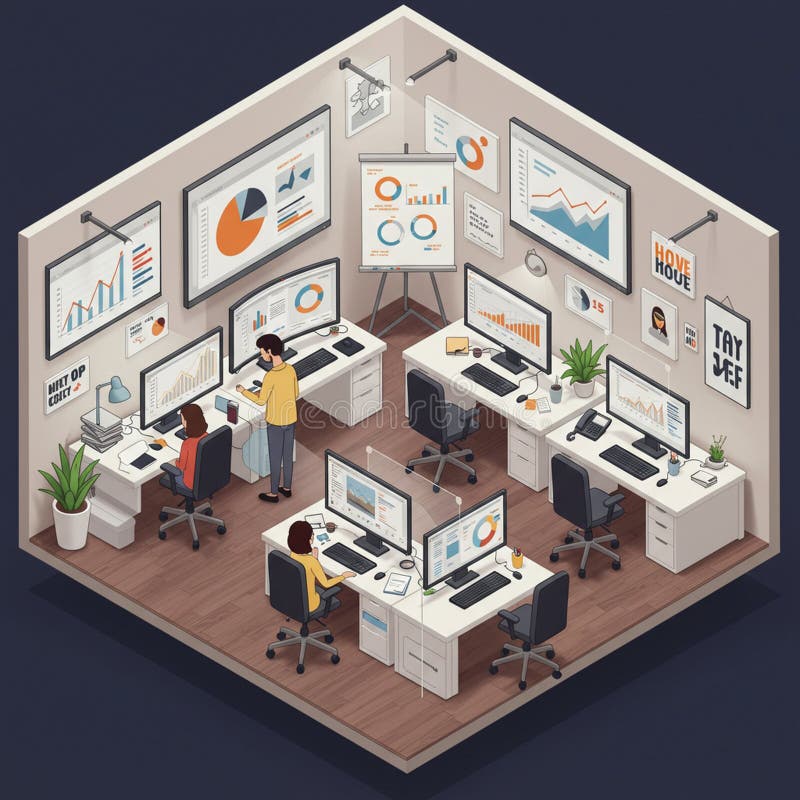 Office Scene One Page Website Design Template. Vector Eps 10 Stock ...