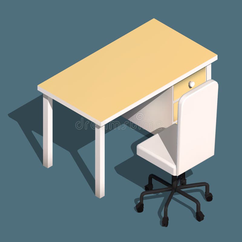 Isometric Office Table and Wheelchair. Modern Workplace Design, Vector ...