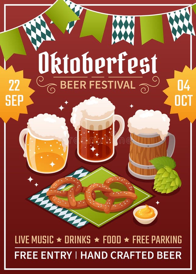 Isometric Oktoberfest Poster Template Stock Illustration - Illustration ...
