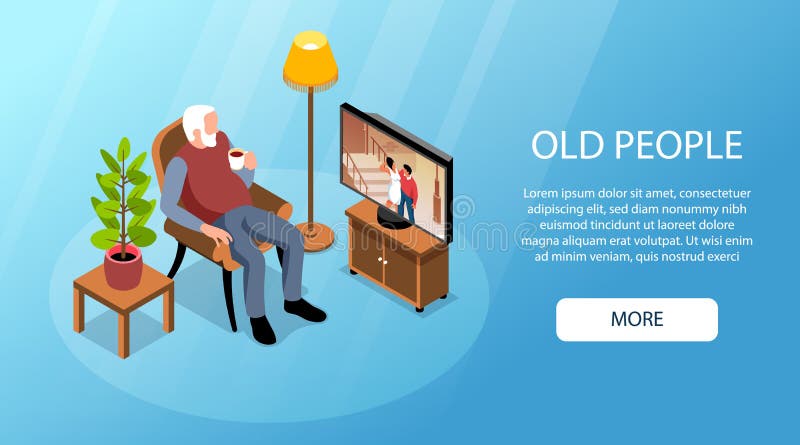 Isometric Old People Activity Horizontal Banner Stock Vector ...