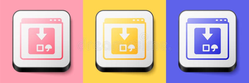 Isometric Online App Delivery Tracking Icon Isolated on Pink, Yellow ...