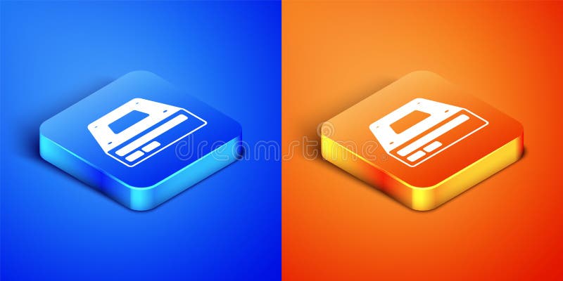 Isometric Optical Disc Drive Icon Isolated on Blue and Orange ...