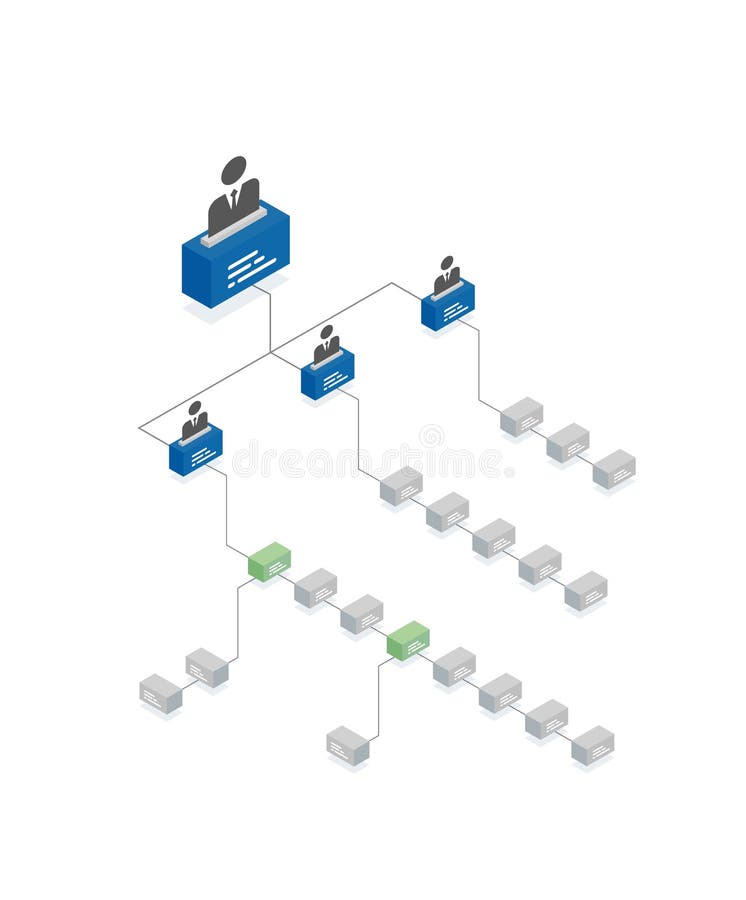 Isometric Organization Chart Template with Simple Manager Icons and ...