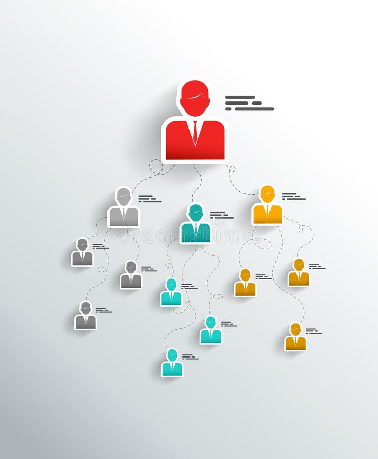 Isometric Organization Chart Template with Simple Manager Icons and ...
