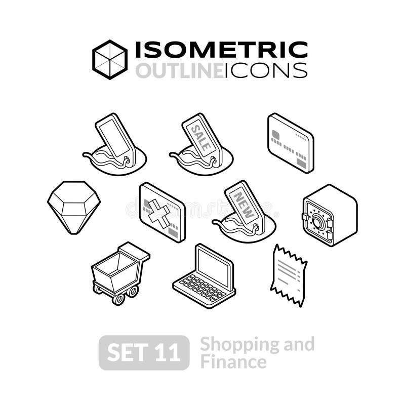 Isometric Outline Icons, Vector Set, Clothes. Thin Line Icons. Stock ... Isometric Outline Icons, Vector Set, Clothes. Thin Line Icons. Stock ...