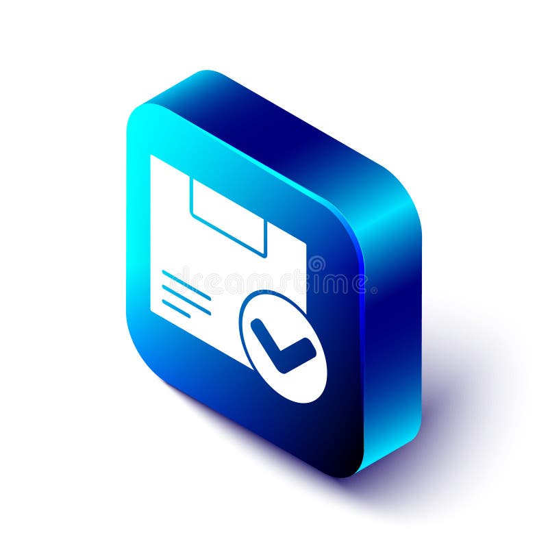 Isometric Package Box with Check Mark Icon Isolated on White Background ...
