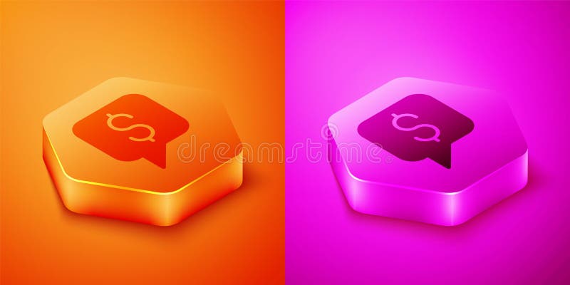 Isometric Paid Support Icon Isolated on Orange and Pink Background ...