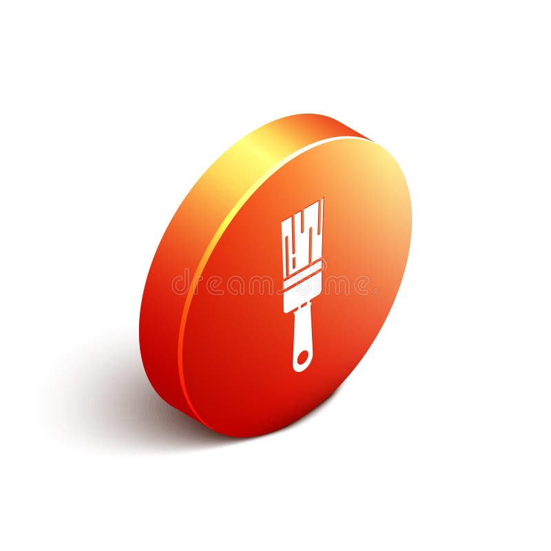 Isometric Paint Brush Icon Isolated on White Background. Orange Circle ...