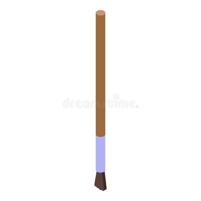 Isometric Paint Brush Standing Up with Long Handle Stock Illustration ...