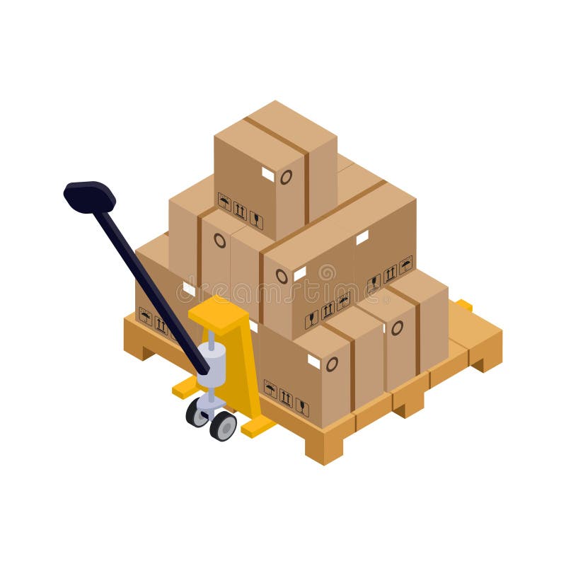 Isometric Pallet Truck stock vector. Illustration of cargo - 272636571