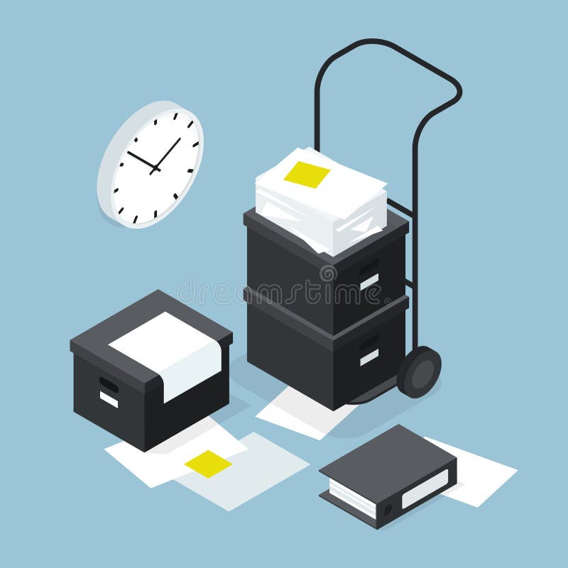 Isometric Paper Documents Storage Illustration Stock Vector ...