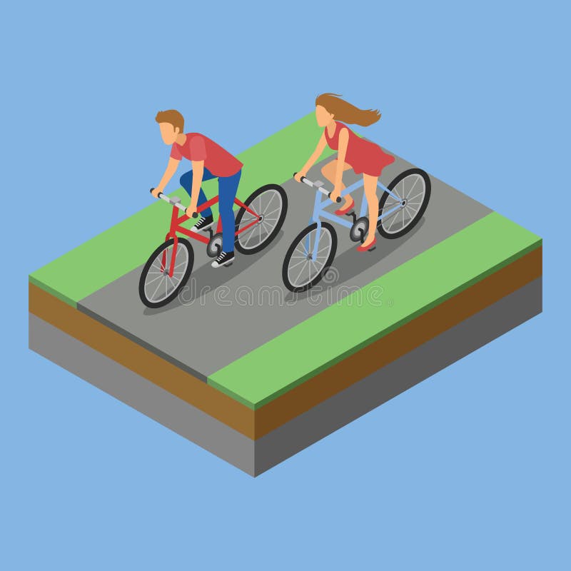 Isometric Park Activity Riding Bicycle Stock Vector - Illustration of ...