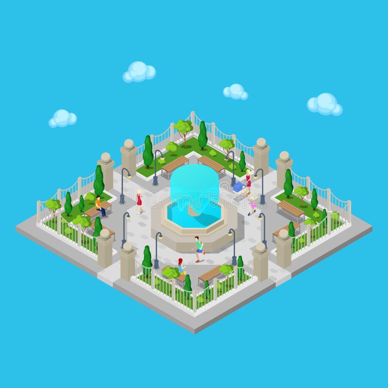 Isometric Park. City Park stock vector. Illustration of mother - 72535603
