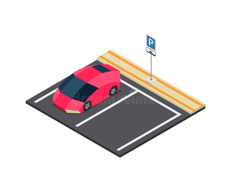 Isometric Parking Lot Set stock vector. Illustration of auto - 290345949
