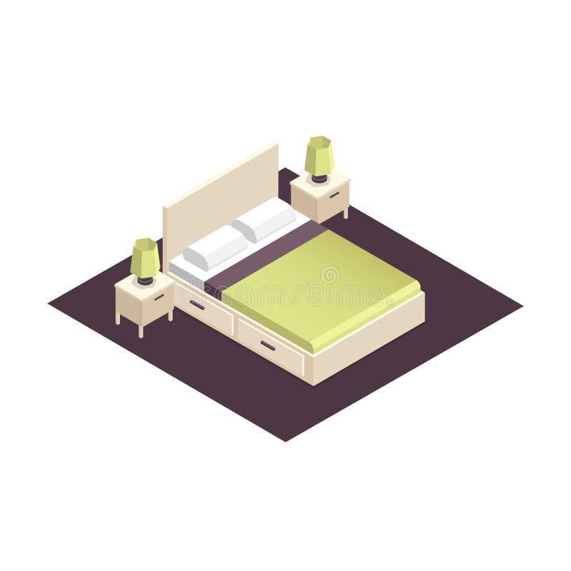 Isometric Part of the Bedroom Interior Design Stock Vector ...