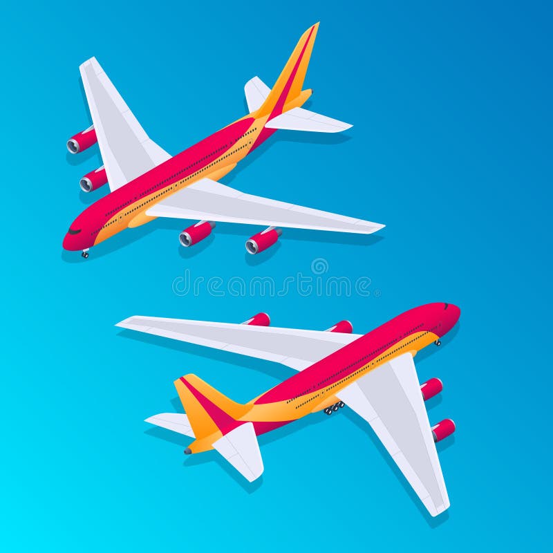 Isometric Passenger Airplane Stock Vector - Illustration of transport ...
