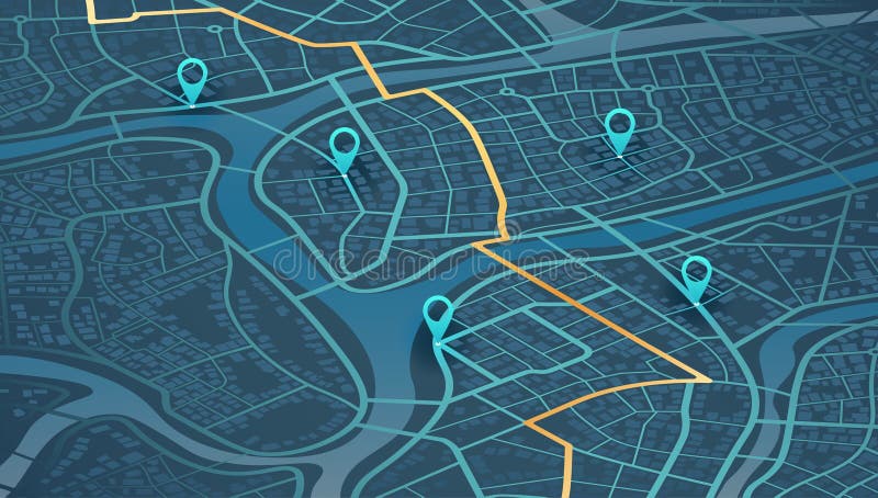 Isometric Gps Map Navigation To Own House. City Top View. View from ...