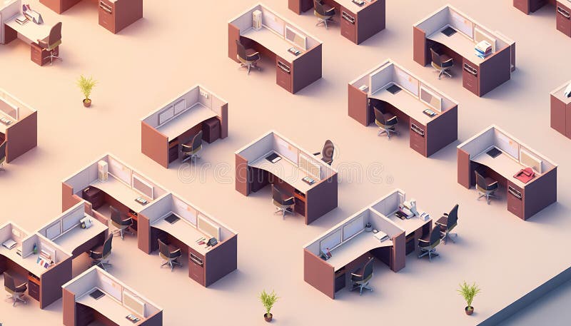 Modern Isometric Office Desks Pattern, Business Workspace Design ...