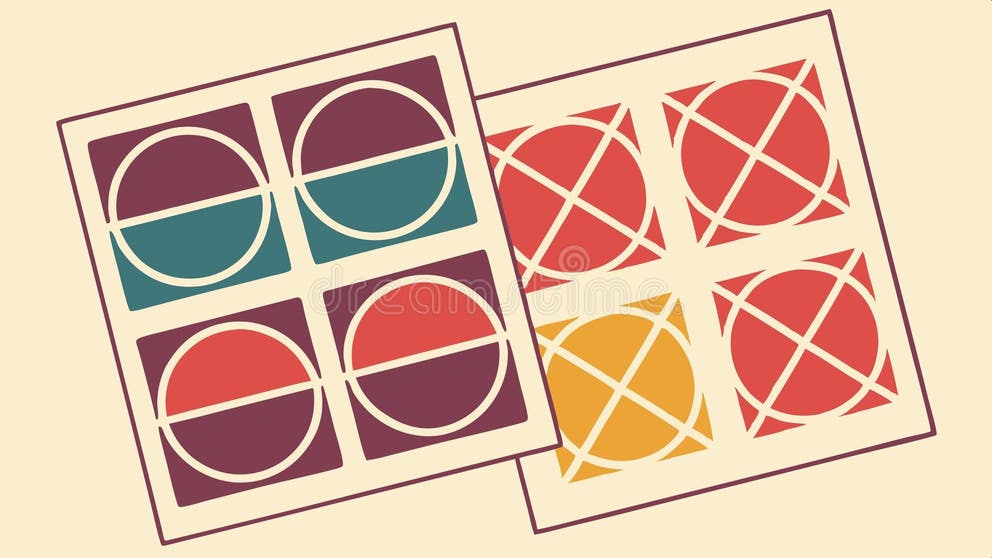 Isometric Pattern of Squares with Circular Inserts Illustration Vector ...