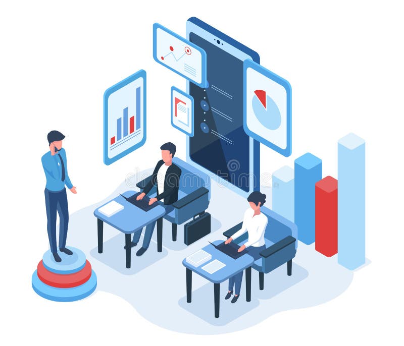 3D Isometric Statistical Analysis Tool Concept for Business Analysis ...