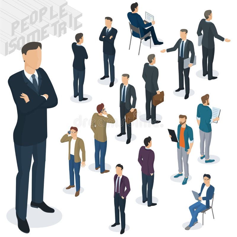 Isometric Set of Businessman and Businesswoman Character Design. People ...