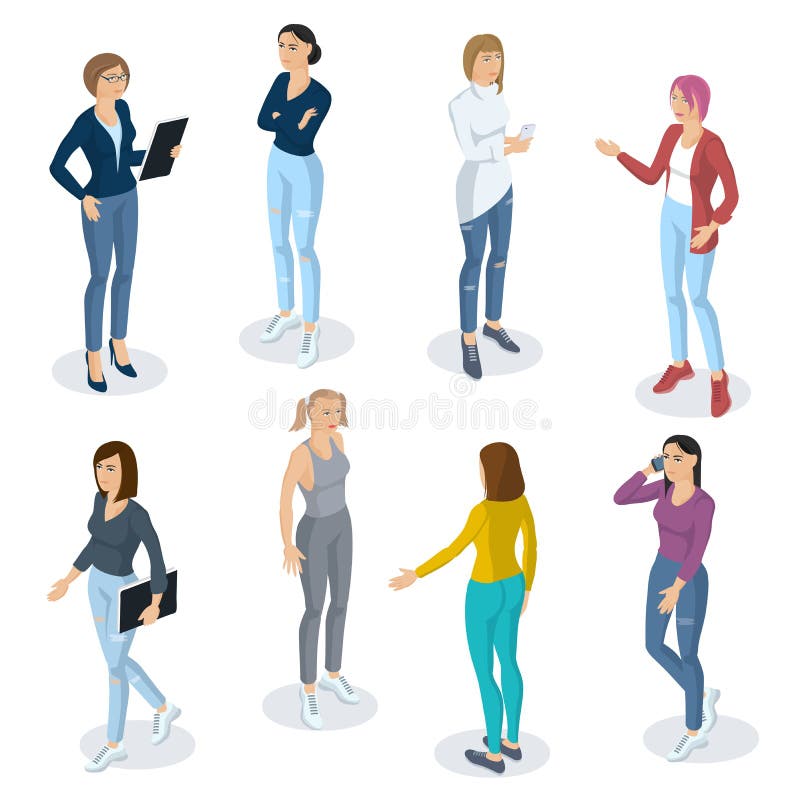 Isometric 3d Flat Design Vector People Stock Vector - Illustration of ...