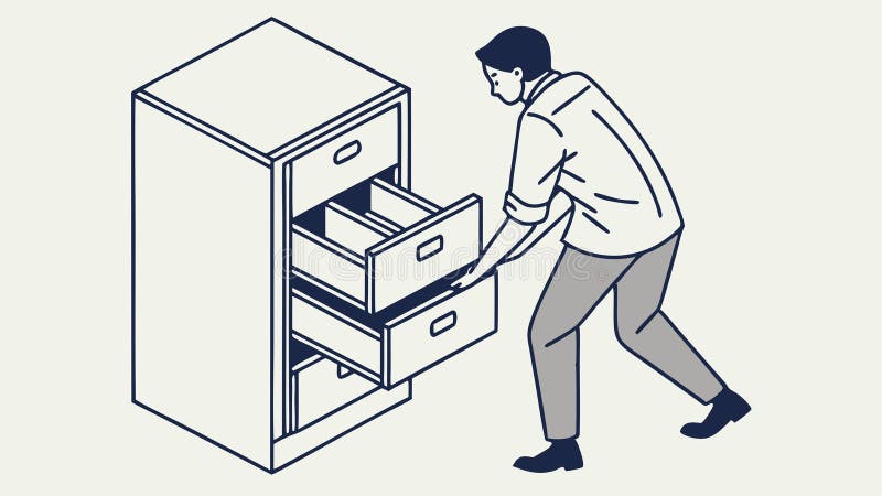 Isometric Person Opening File Cabinet, Office Work Task, Vector Design ...