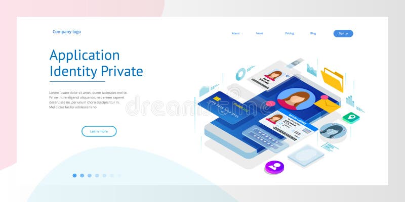 Isometric Personal Data Information App, Identity Private Concept ...